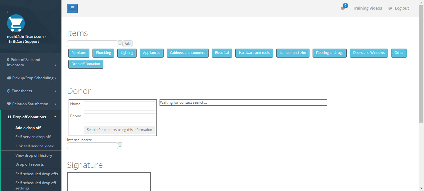 Tutorials: Drop-Off Donations – Staff Recorded