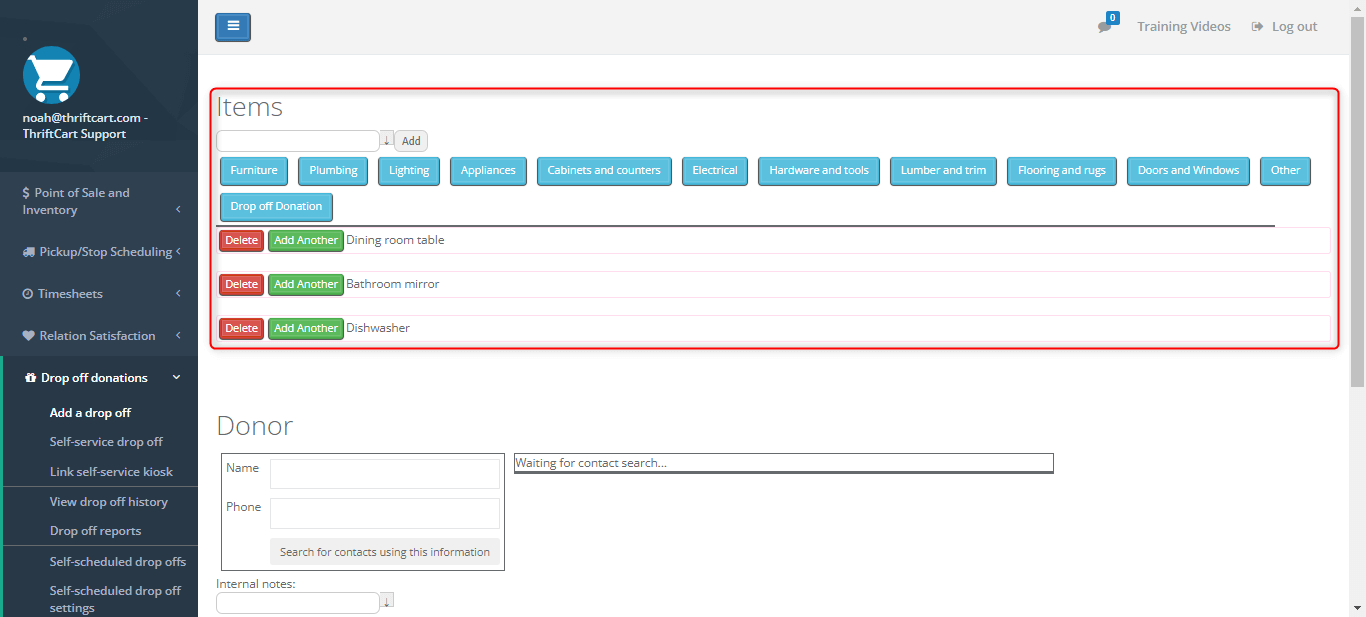 Tutorials: Drop-Off Donations – Staff Recorded