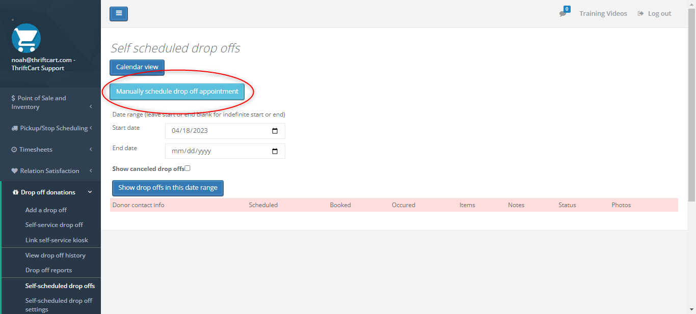 Admin Scheduling of Drop-Off Appointments | ThriftCart