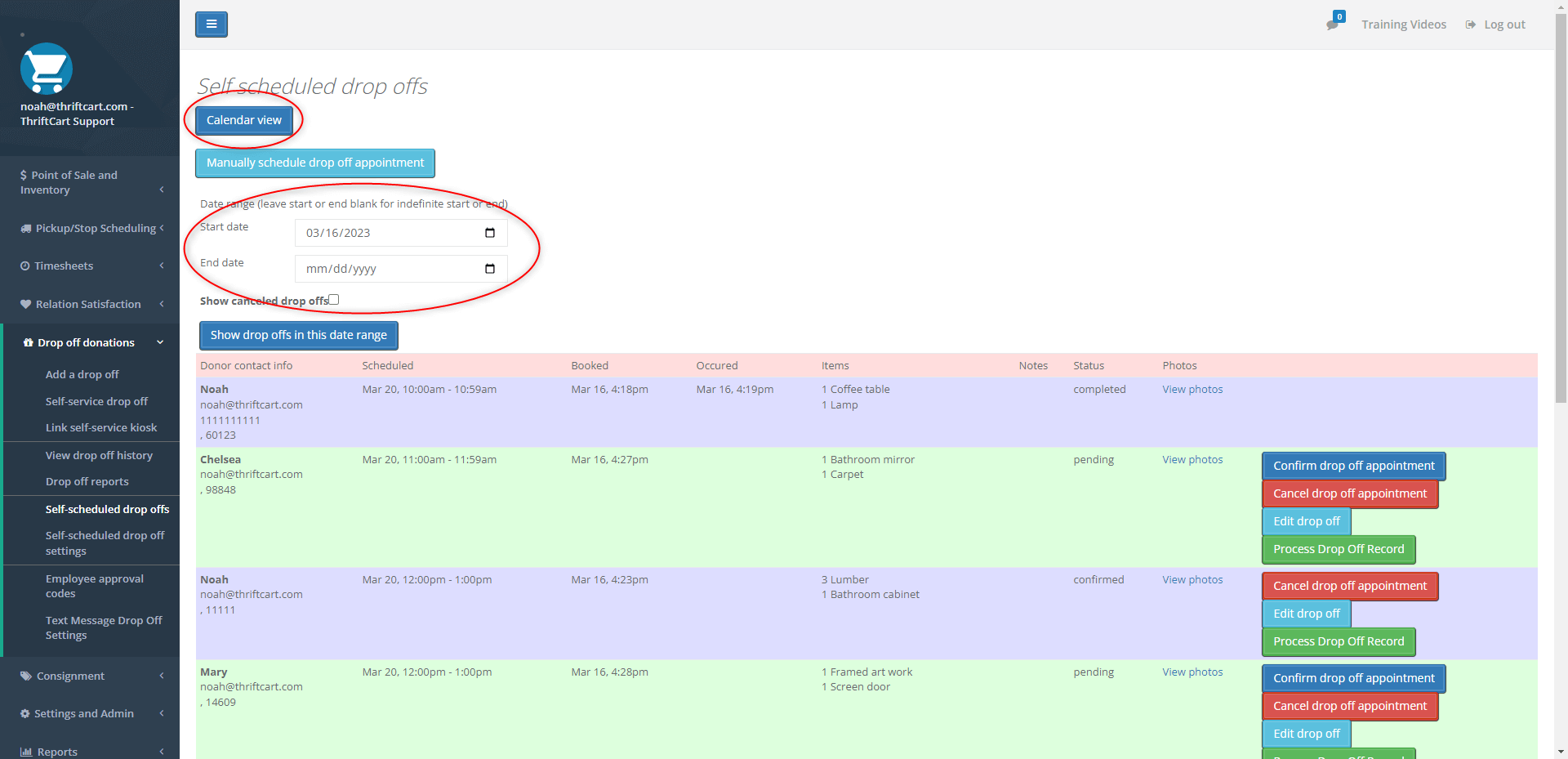 Tutorials: Reviewing Donor Scheduled Drop-Off Donations